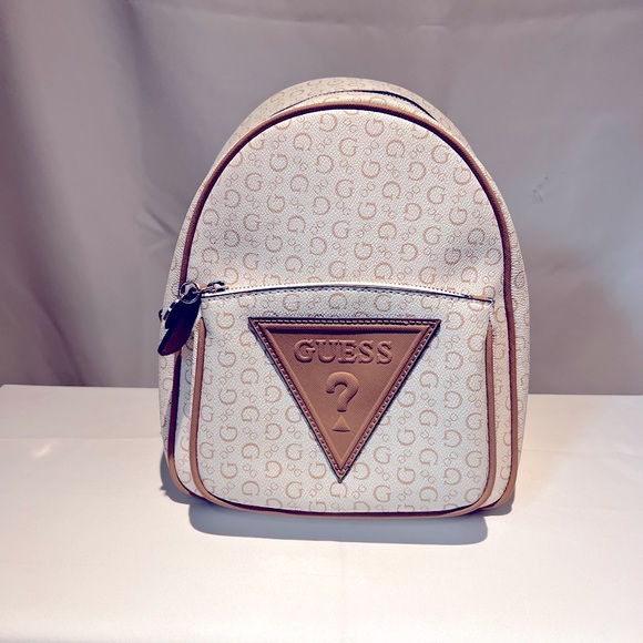 Guess | Bags | Guess Mini Backpack Purse Cream And Brown Used With No ...